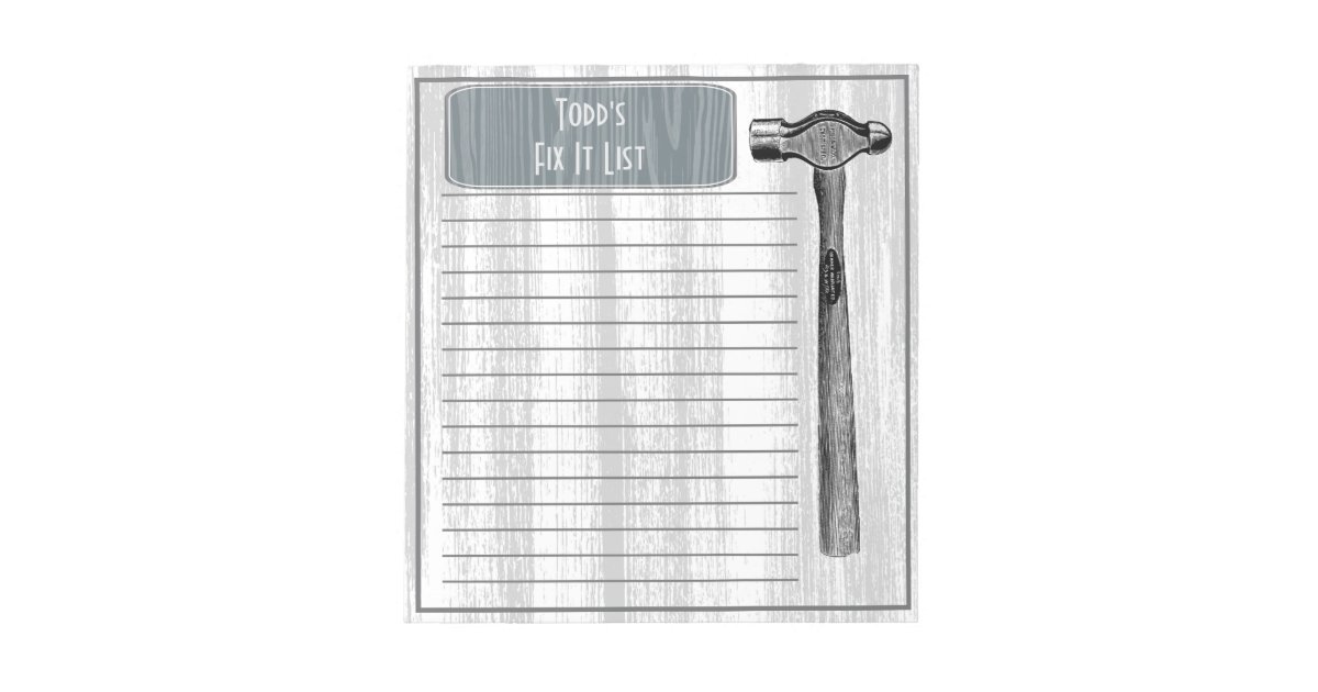 Hammer Fix It Chore List Notepad | Zazzle