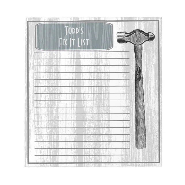 Hammer Fix It Chore List Notepad | Zazzle
