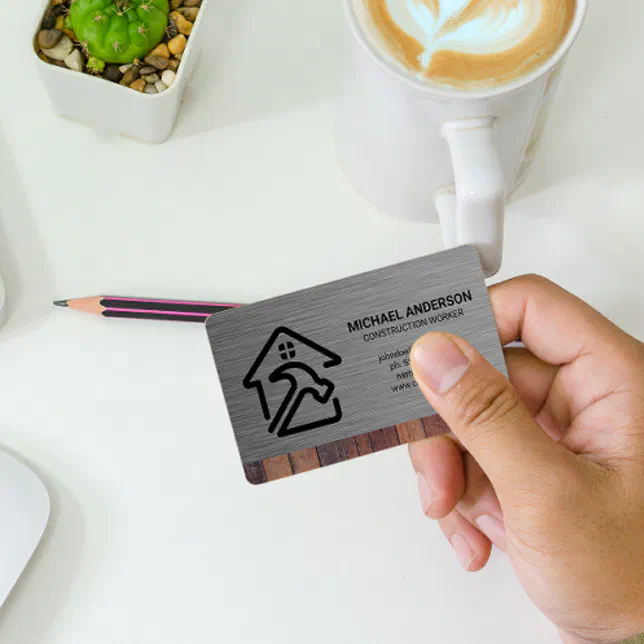 Hammer Home Logo | Metallic Wood Business Card | Zazzle
