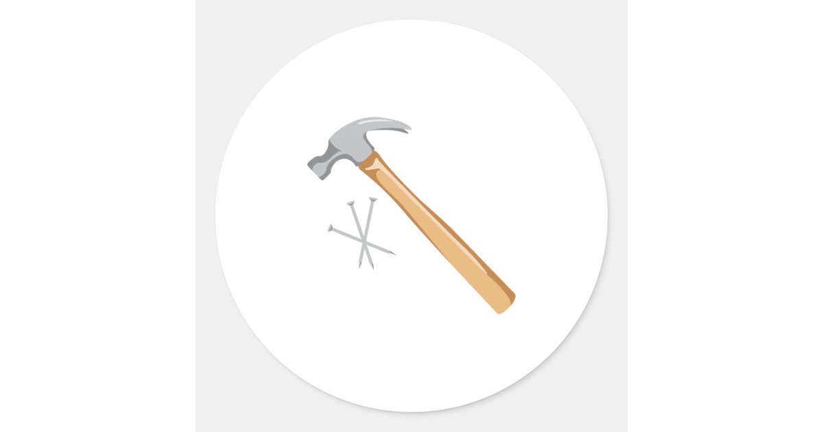 Hammer & Nails Classic Round Sticker | Zazzle