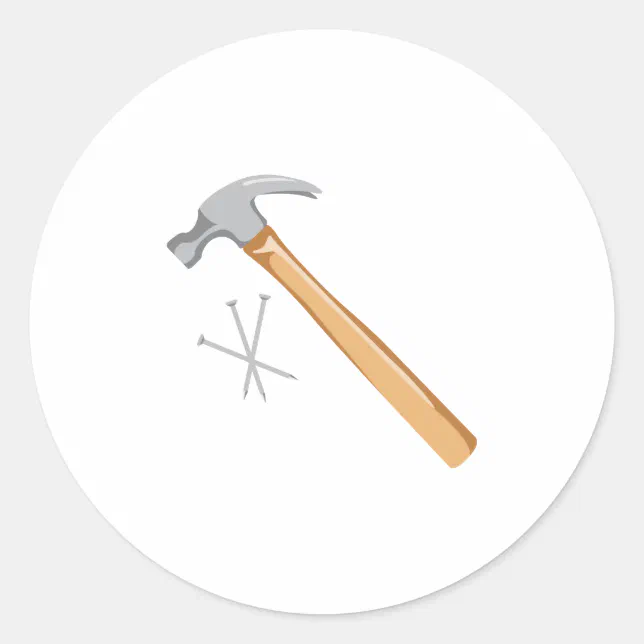Hammer & Nails Classic Round Sticker | Zazzle