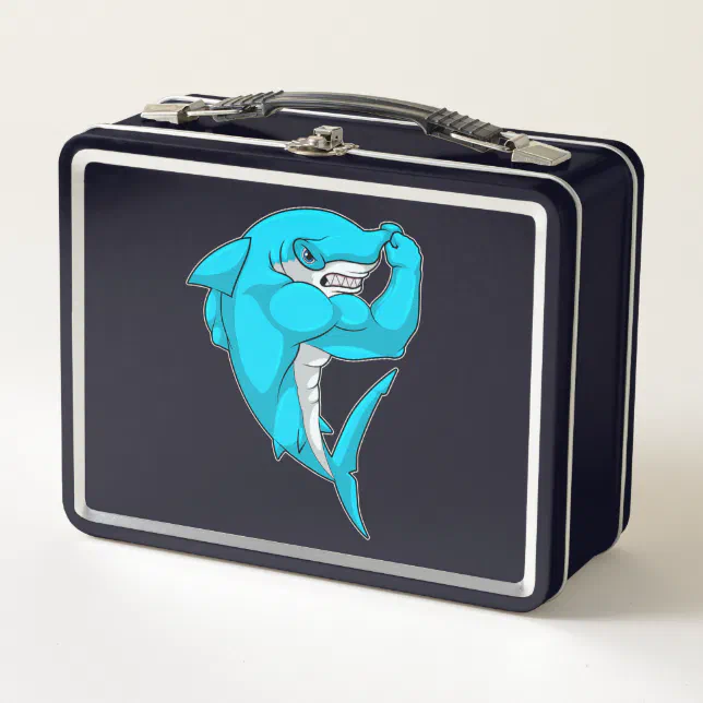 Hammerhead shark as Bodybuilder at Bodybuilding Metal Lunch Box | Zazzle