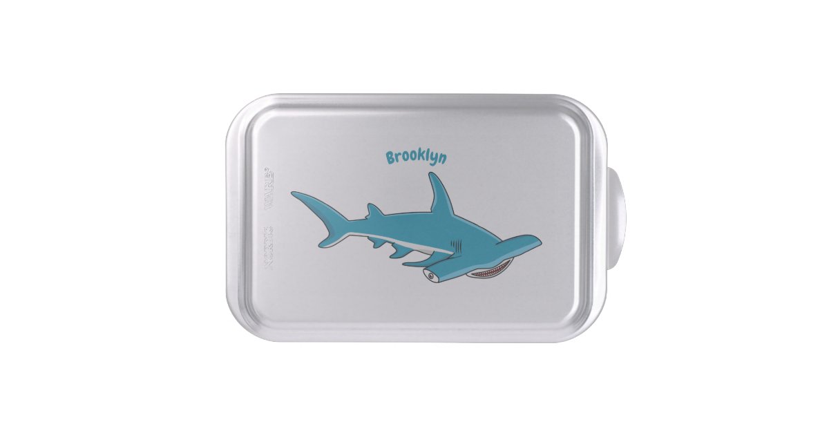 Hammerhead shark cartoon illustration cake pan | Zazzle