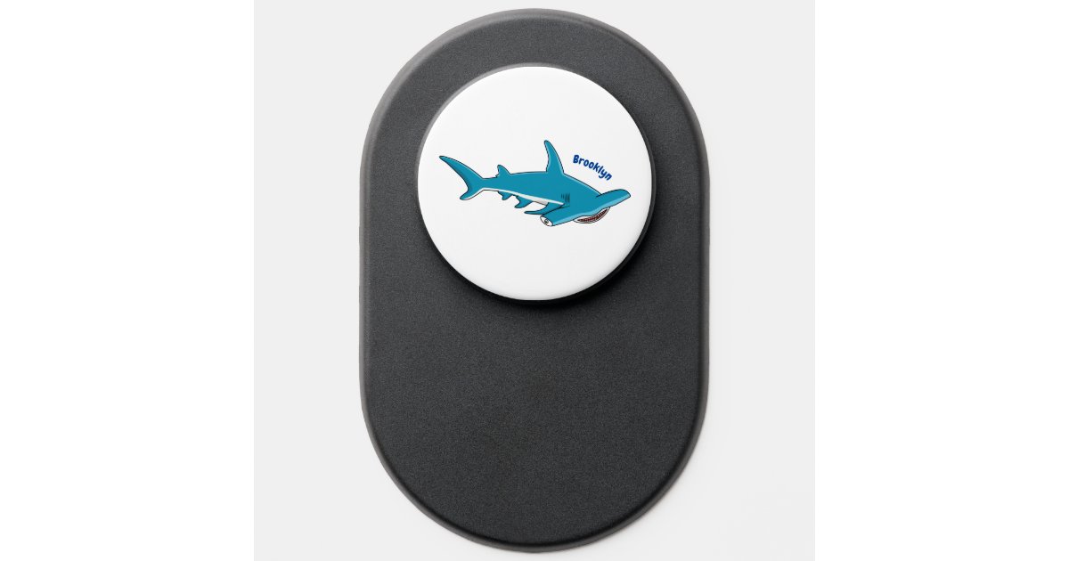 Hammerhead shark cartoon illustration PopSocket | Zazzle