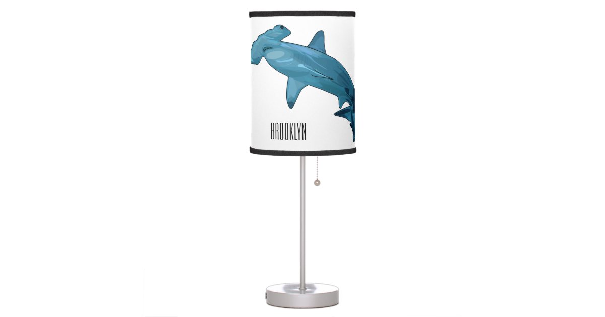 Hammerhead shark cartoon illustration table lamp | Zazzle