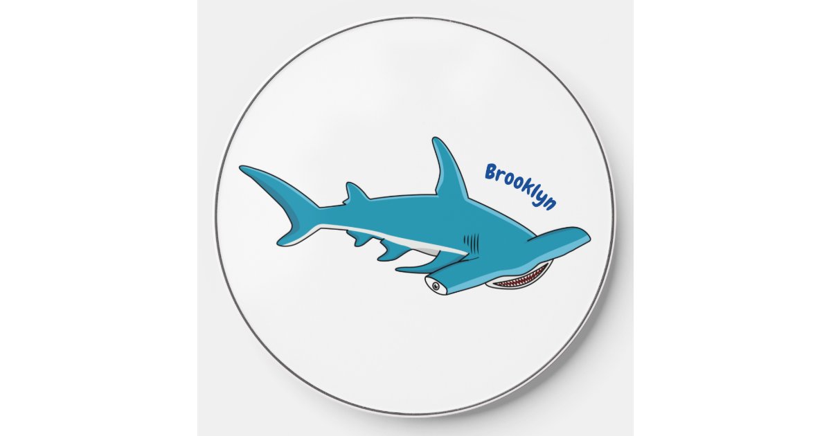 Hammerhead shark cartoon illustration wireless charger | Zazzle