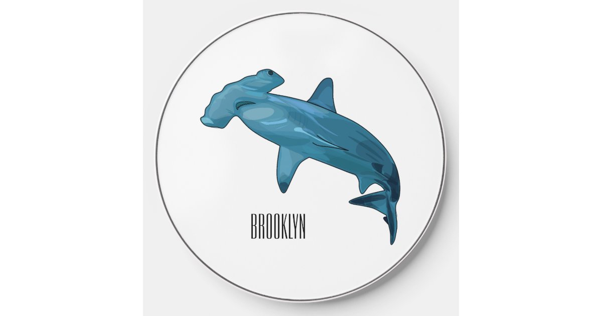 Hammerhead shark cartoon illustration wireless charger | Zazzle