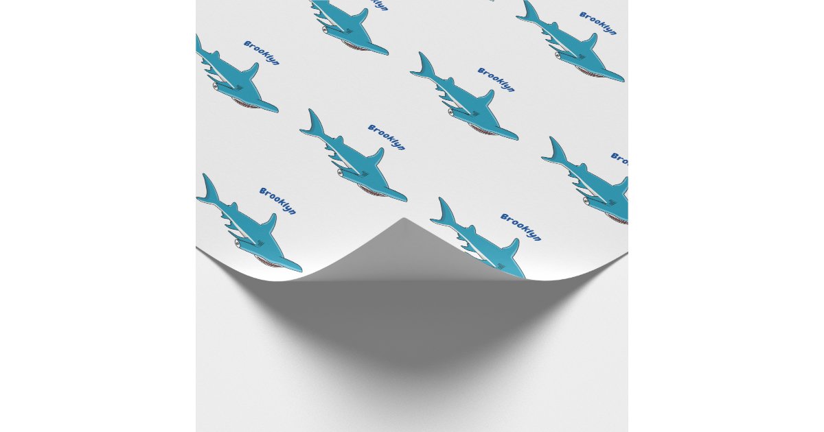 Hammerhead shark cartoon illustration wrapping paper | Zazzle
