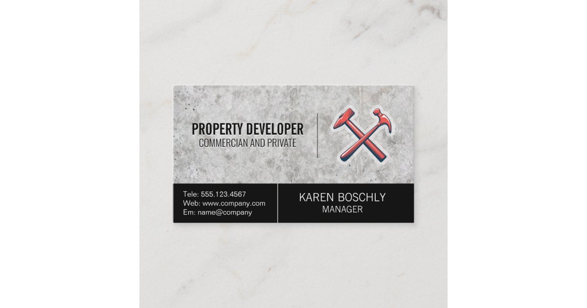 Hammers Icon | Construction Developer Business Card | Zazzle