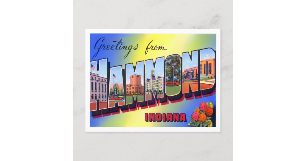 Hammond, Indiana Vintage Big Letters Postcard | Zazzle