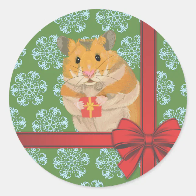 Hammy Christmas Hamster Christmas Classic Round Sticker | Zazzle