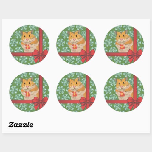 Hammy Christmas Hamster Christmas Classic Round Sticker | Zazzle