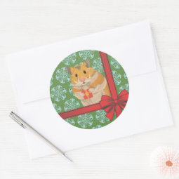 Hammy Christmas Hamster Christmas Classic Round Sticker | Zazzle
