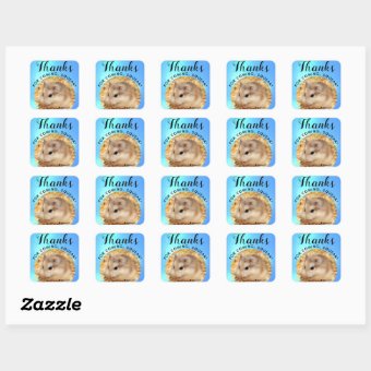 HammyVille - Cute Hamster Thanks for Coming Squeak Square Sticker | Zazzle