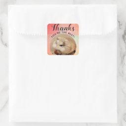 HammyVille - Cute Hamster Thanks You're the Best Square Sticker | Zazzle