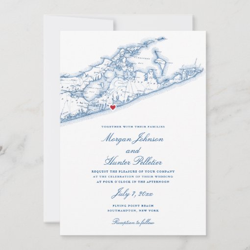 Hamptons Beach all-in-one QR code RSVP Wedding Invitation | Zazzle