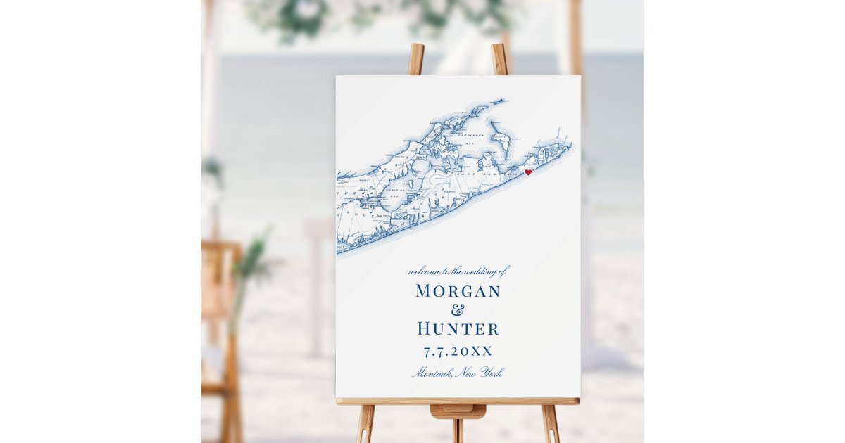 Hamptons Montauk NY Elegant Wedding Welcome Sign | Zazzle