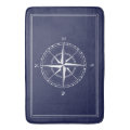 Hamptons Navy and White Nautical Ship Compass Rose Bath Mat | Zazzle