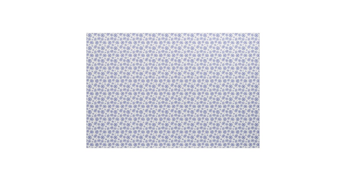 Hampton's Style Blue White Abstract Floral Pattern Fabric | Zazzle
