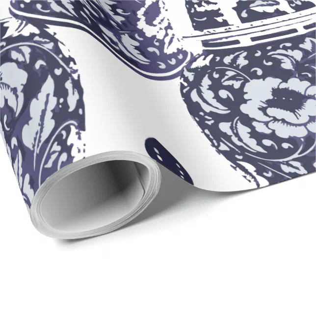 Hamptons Style Blue White New England Ginger Jar Wrapping Paper | Zazzle