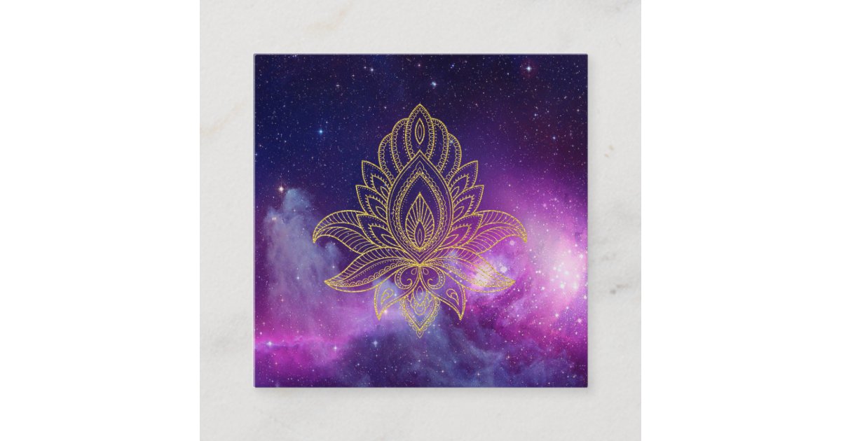 Hamsa Cosmic Galaxy Sacred Nebula Square Business Card | Zazzle