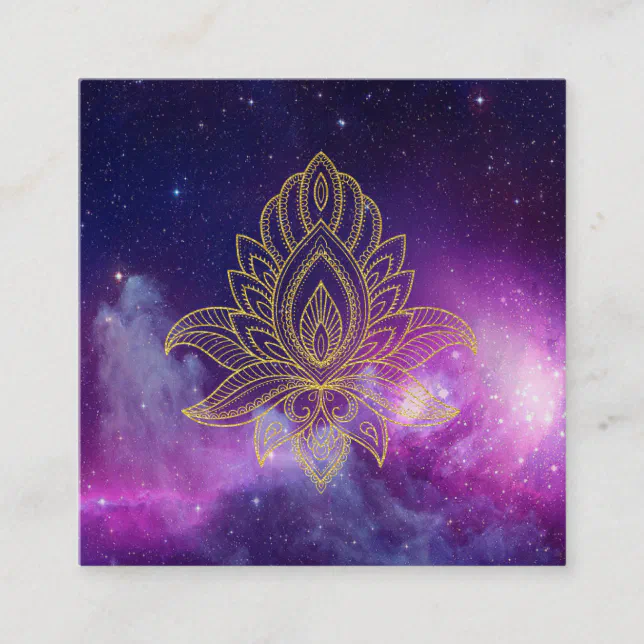Hamsa Cosmic Galaxy Sacred Nebula Square Business Card | Zazzle