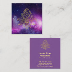 Hamsa Cosmic Galaxy Sacred Nebula Square Business Card | Zazzle