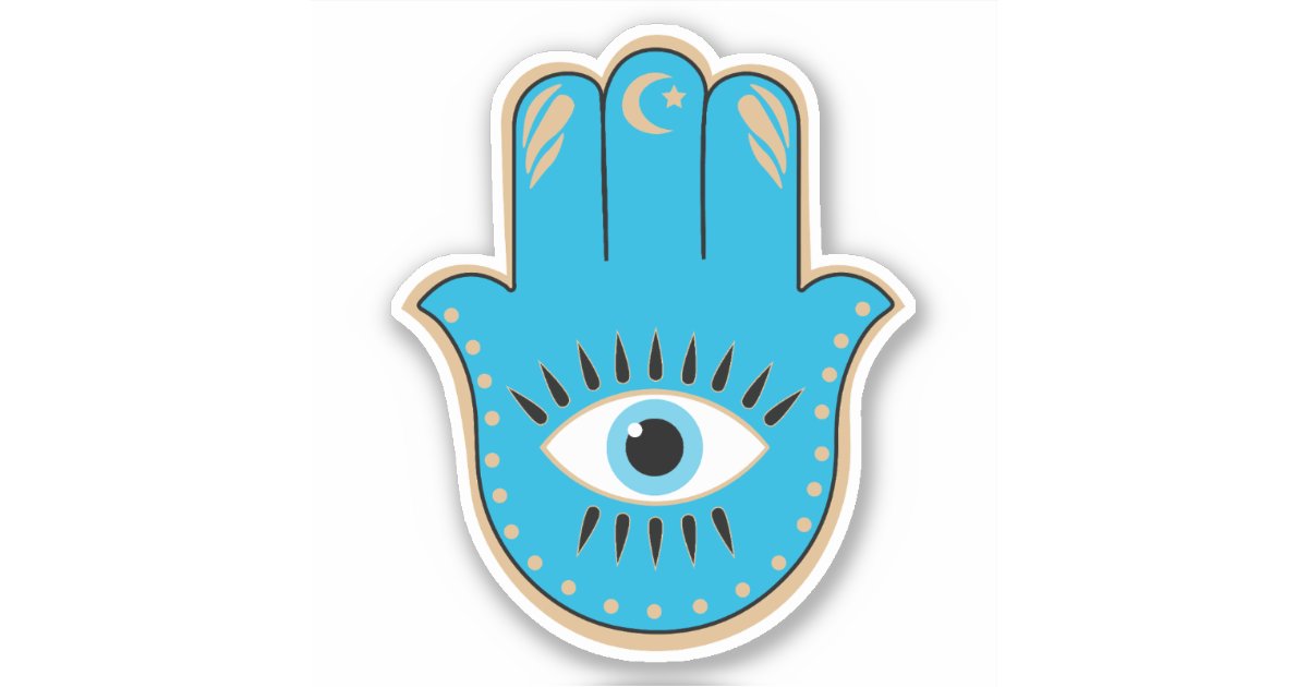 Hamsa Hand Greek Evil Eye Blue Sticker | Zazzle