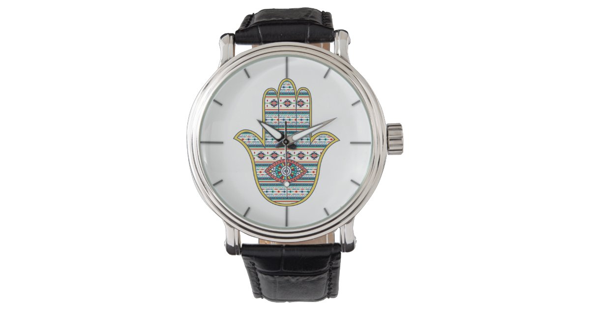 HAMSA Hand of Fatima Symbol Watch | Zazzle