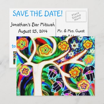 Hamsa Ivory Tree Of Life - Save The Date Announcement Postcard | Zazzle
