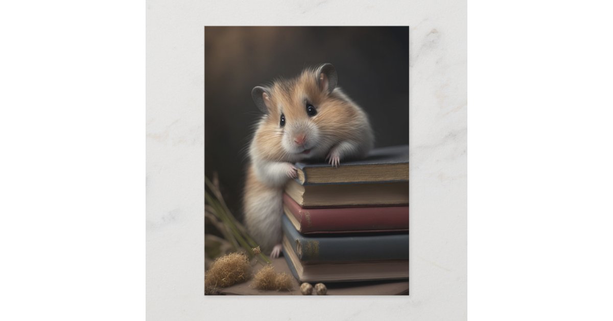 Hamster and books postcard | Zazzle