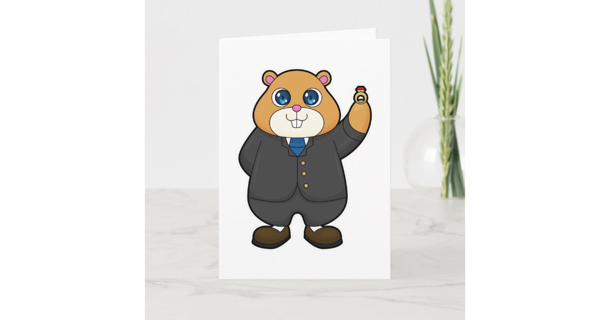 Hamster as Groom with Wedding ring Card | Zazzle