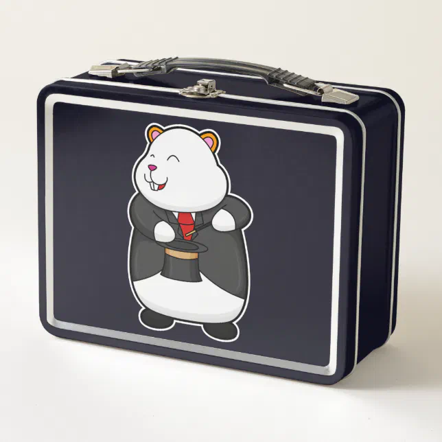 Hamster as Magician with Magic wand Hat Metal Lunch Box | Zazzle