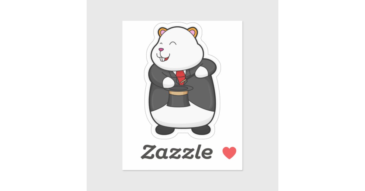 Hamster as Magician with Magic wand & Hat Sticker | Zazzle
