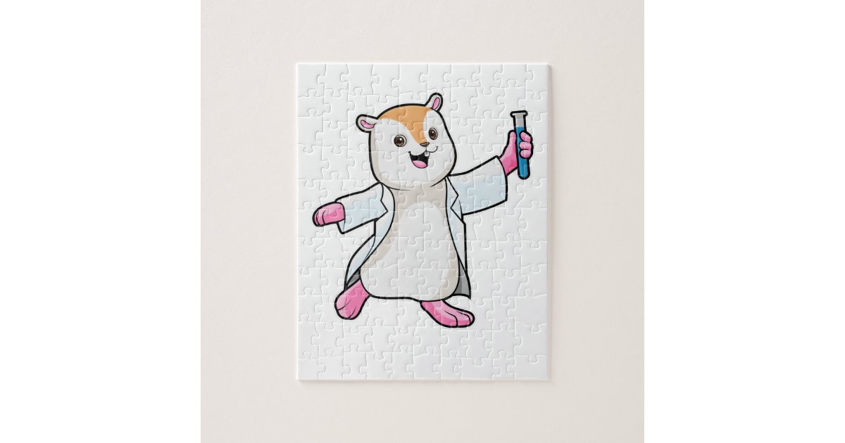 Hamster as Scientist with Test tube Jigsaw Puzzle | Zazzle