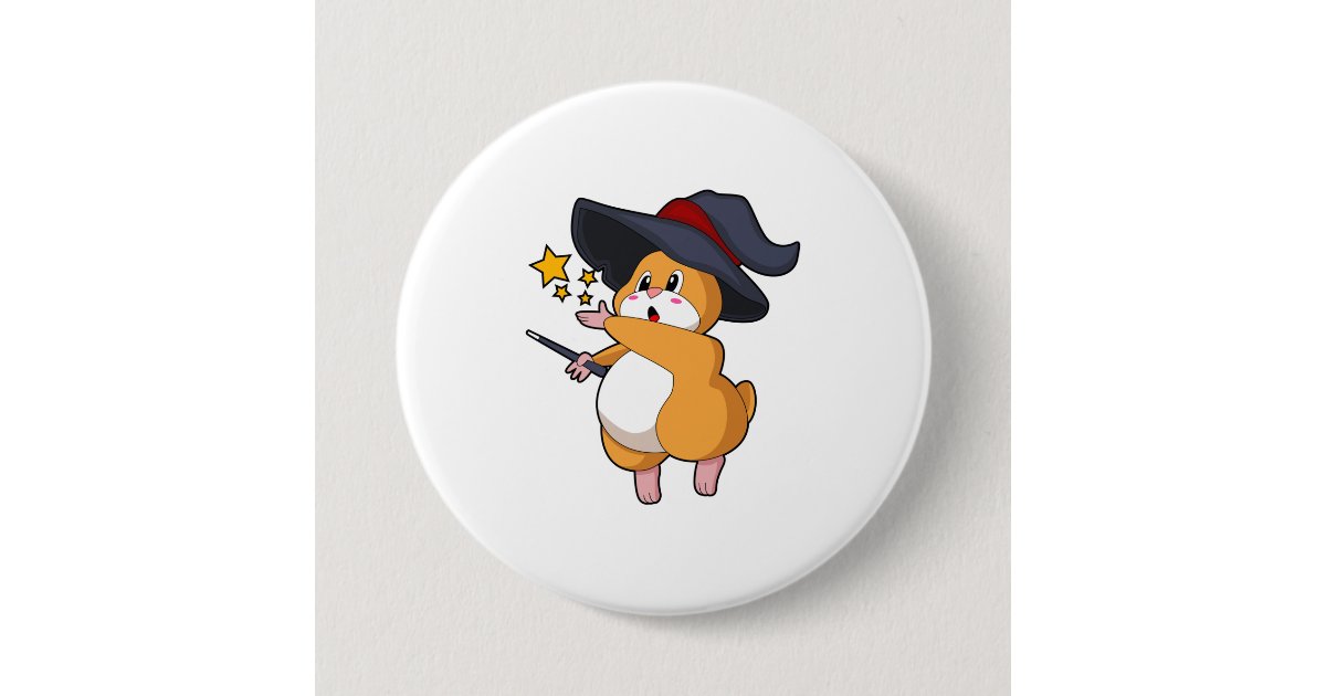 Hamster as Wizard with Magic wand Button | Zazzle