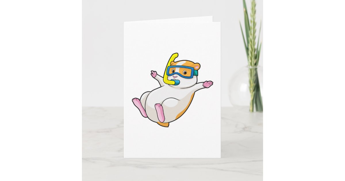 Hamster at Diving with Swimming goggles Card | Zazzle