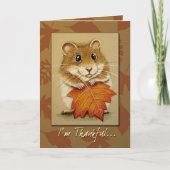 Hamster & Autumn Leaf - Thanksgiving Card | Zazzle