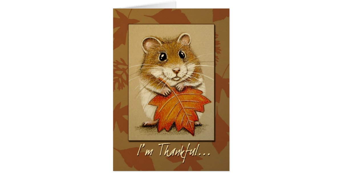 Hamster & Autumn Leaf - Thanksgiving Card | Zazzle.com