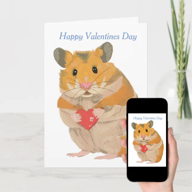 Hamster Card - Valentines editable | Zazzle