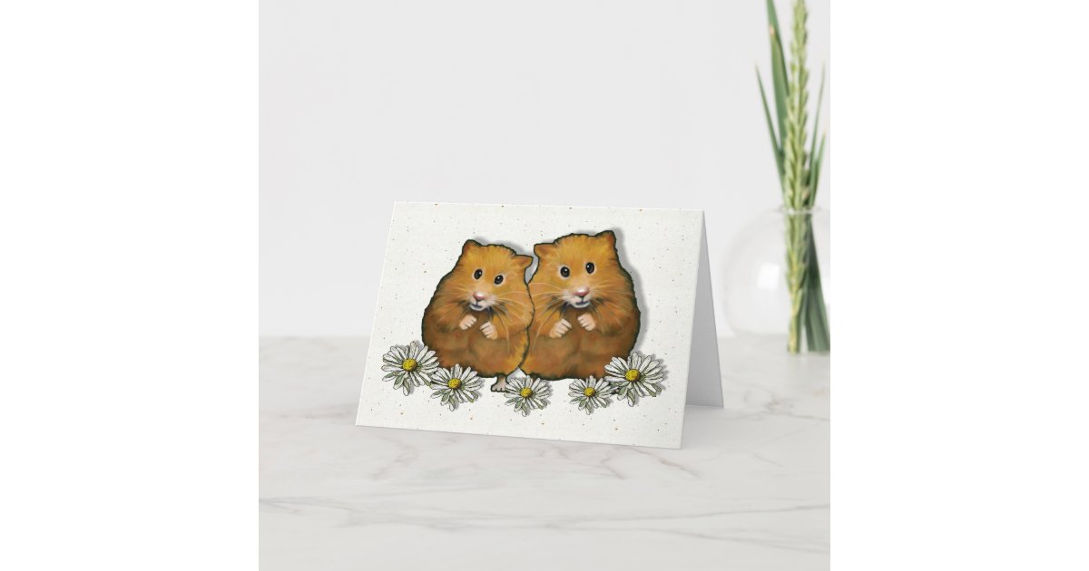Hamster Couple, Daisies, Art: Wedding, Anniversary Card | Zazzle