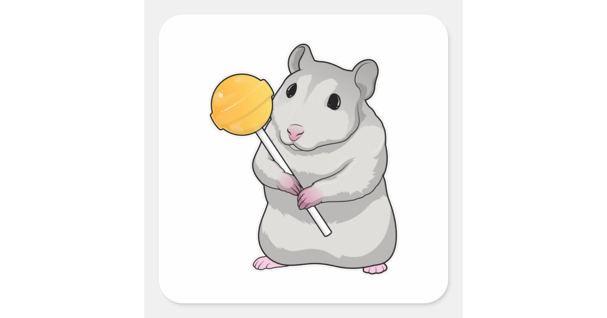 Hamster Lollipop Square Sticker | Zazzle