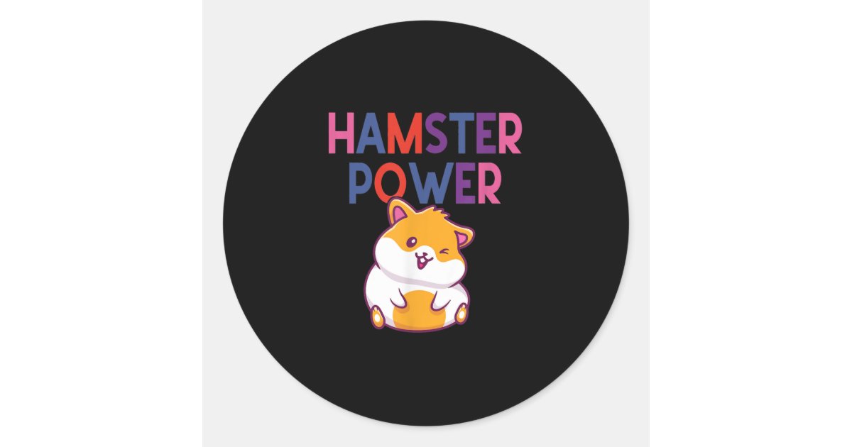 Hamster Power Cute Hamster Cartoon Classic Round Sticker | Zazzle