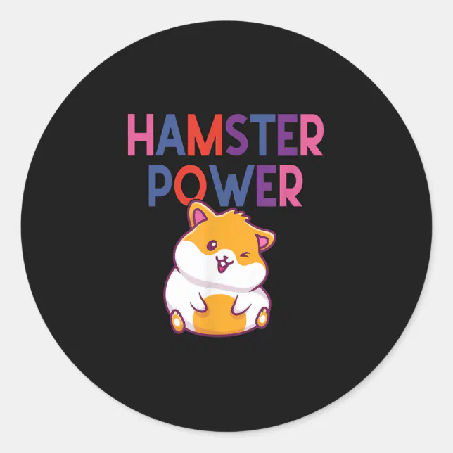 Hamster Power Cute Hamster Cartoon Classic Round Sticker | Zazzle