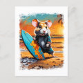 Hamster Surfing Cute Colorful Comic Illustration Postcard | Zazzle