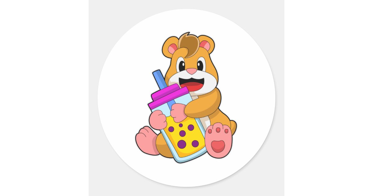 Hamster with Baby bottle Juice Classic Round Sticker | Zazzle