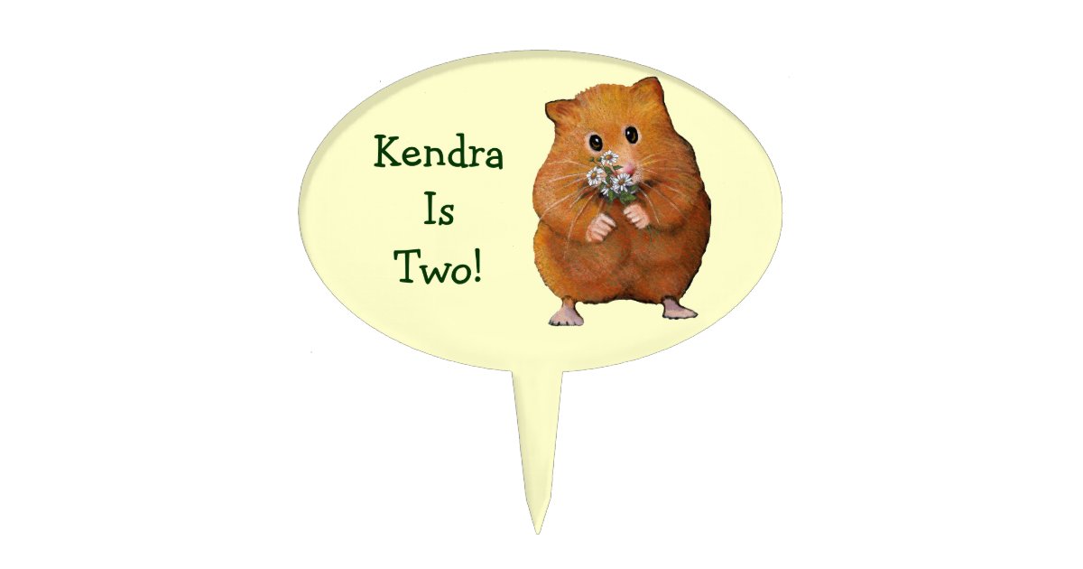 Hamster With Daisies: Original Art: Cute, Flowers Cake Topper | Zazzle