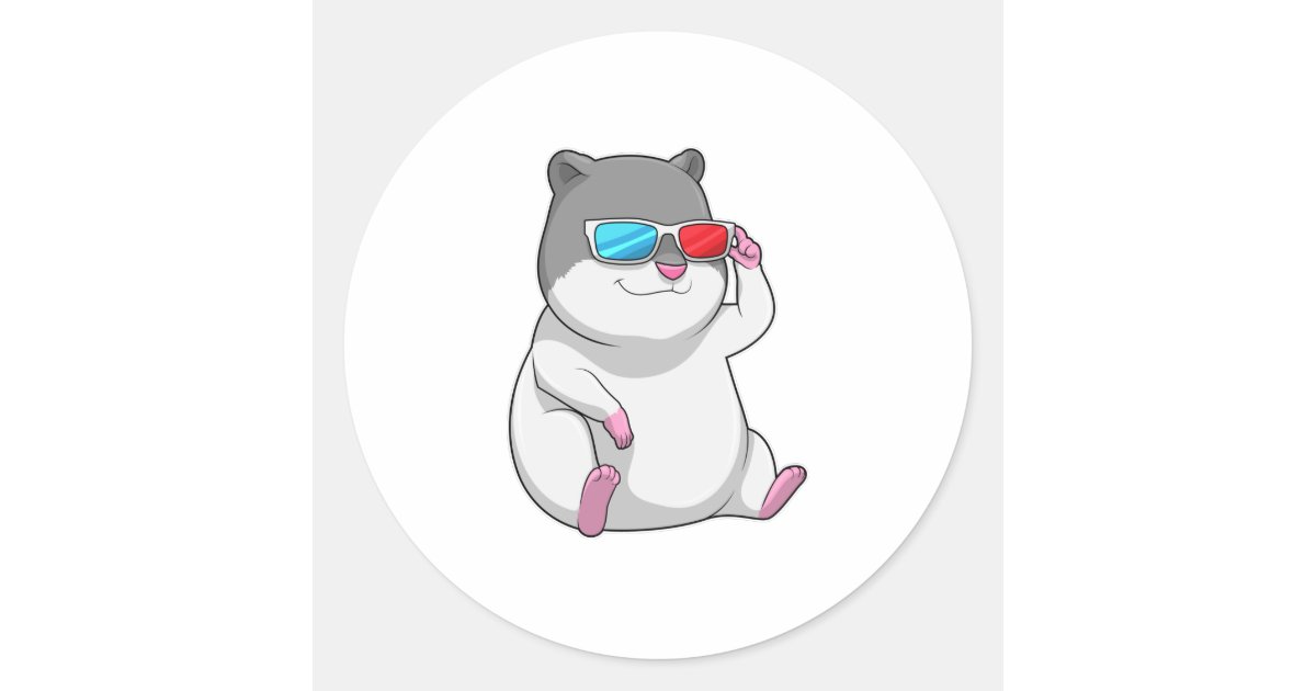 Hamster with Glasses Classic Round Sticker | Zazzle