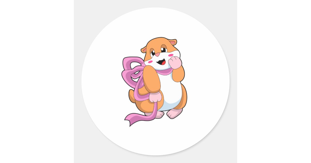 Hamster with Ribbon Classic Round Sticker | Zazzle