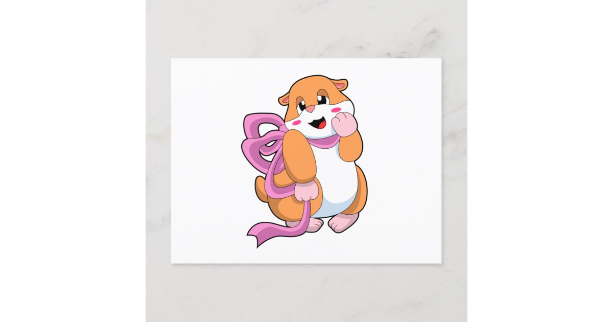 Hamster with Ribbon Postcard | Zazzle